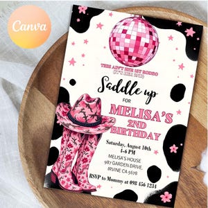 Editable 2nd Rodeo Birthday Invitation, Cowgirl Birthday Invite, Wild ...