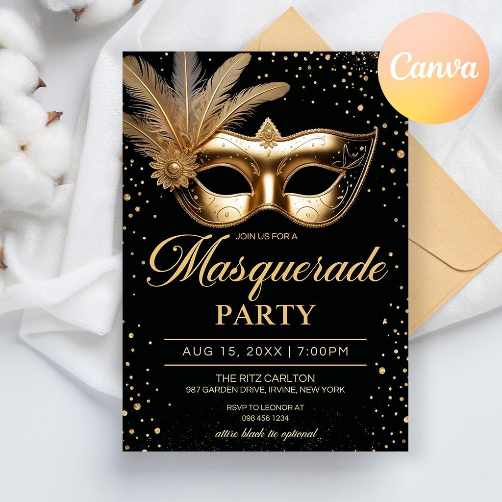 Masquerade Party Invitation, Masquerade Ball Invitation, Themes for ...