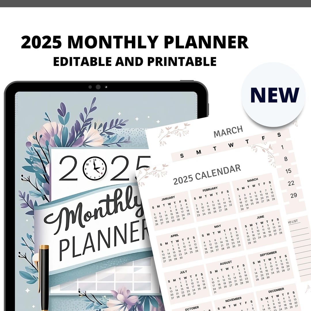 2025 Monthly Planner | Printable Digital Planner | Hyperlinked PDF ...