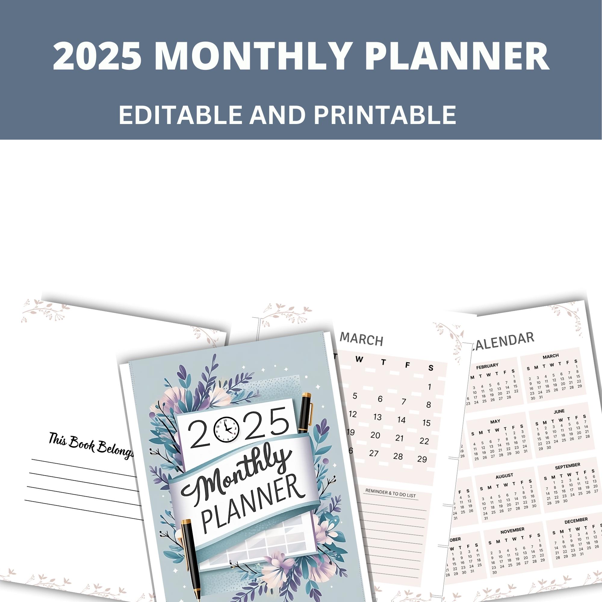 2025 Monthly Planner | Printable Digital Planner | Hyperlinked PDF ...