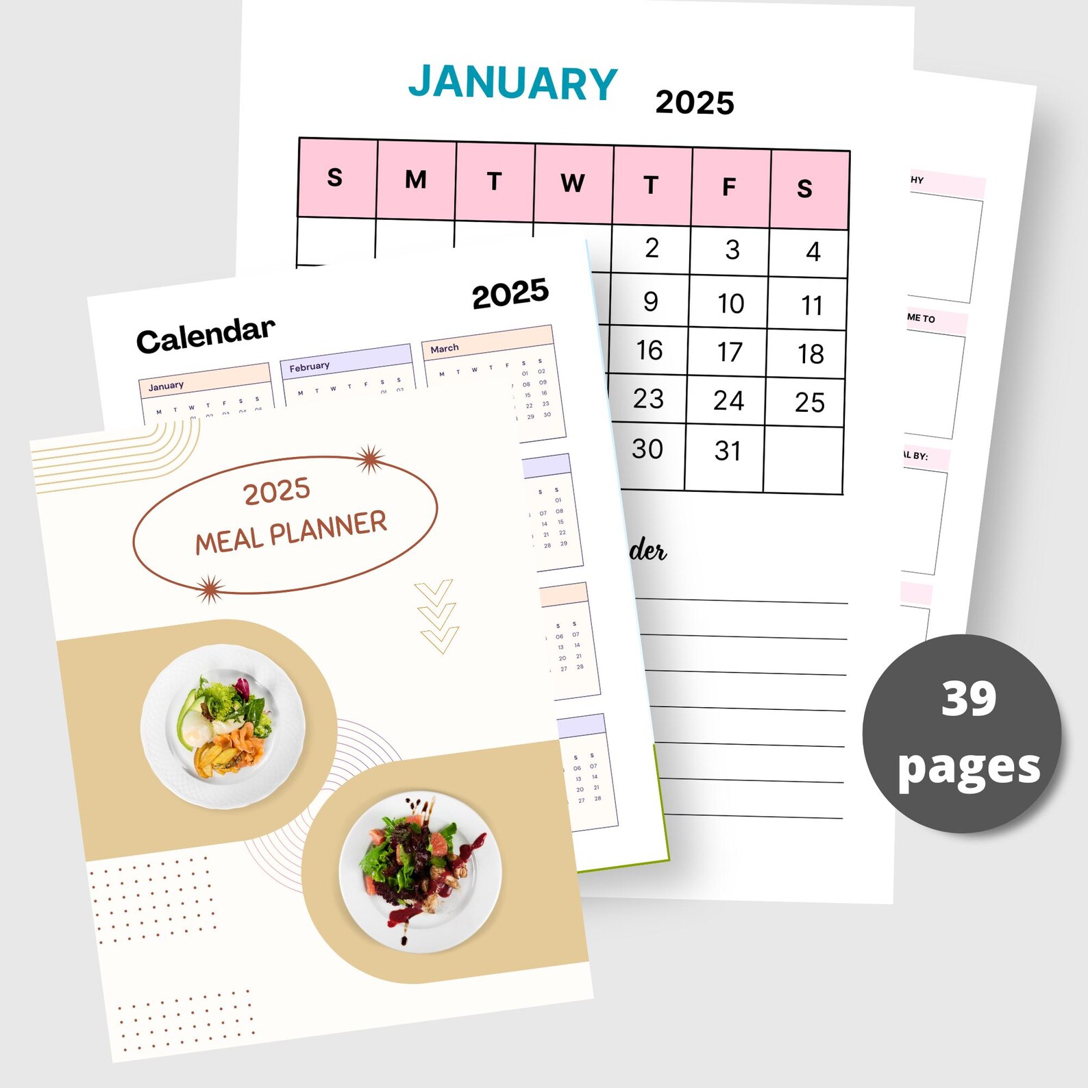 2025 Meal Planner | Digital Weekly | Monthly Food Organizer | Meal Prep ...