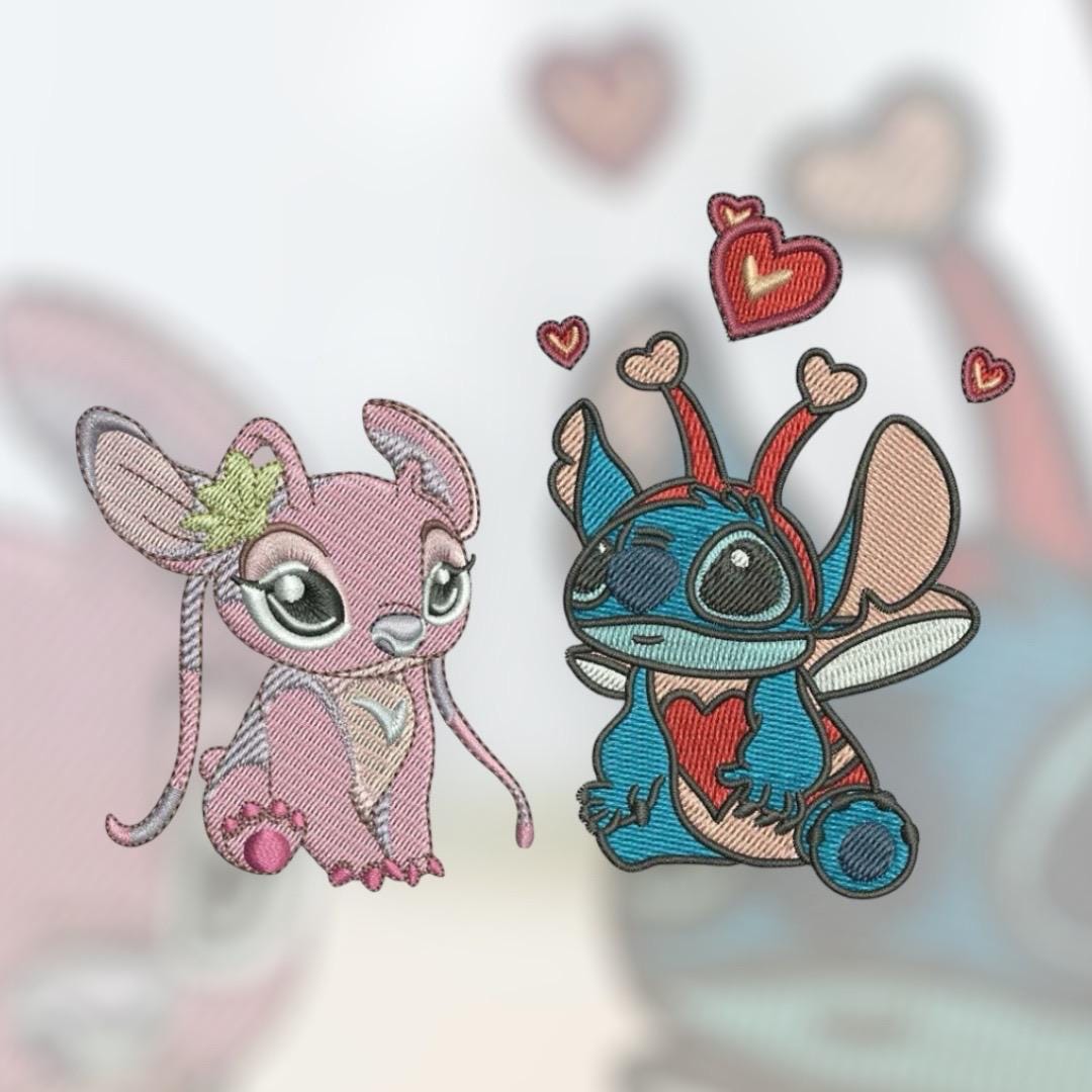Stitch Valentine Embroidery Design Girl Stitch Pink Stitch Embroidery ...