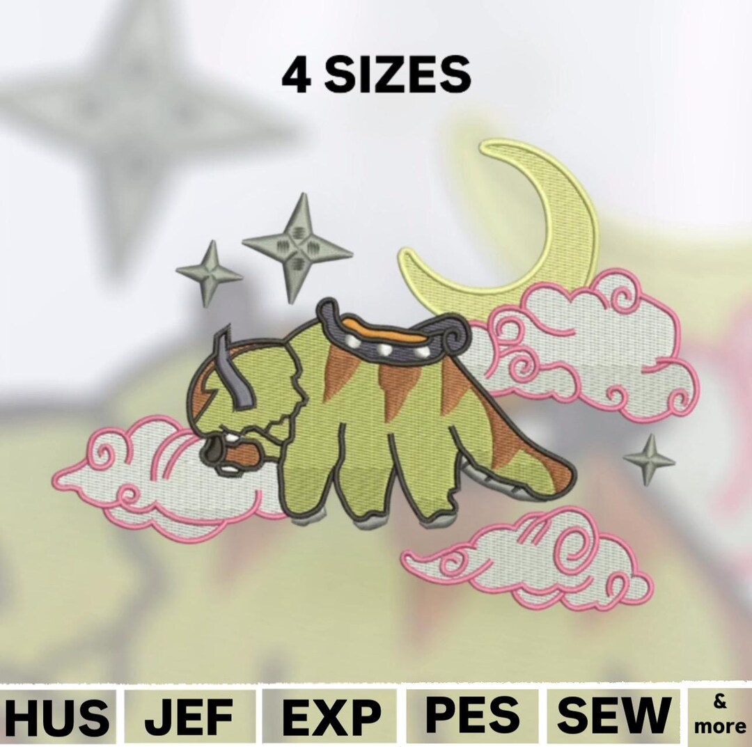 Appa Moon Embroidery Design Appa Pink Embroidery File Avatar Embroidery ...