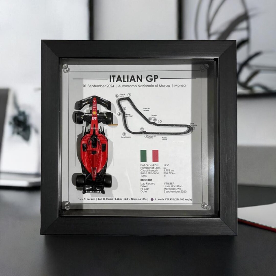 Charles Leclerc Monza Victory: Framed 3D Formula 1 Track Model F1 GP ...