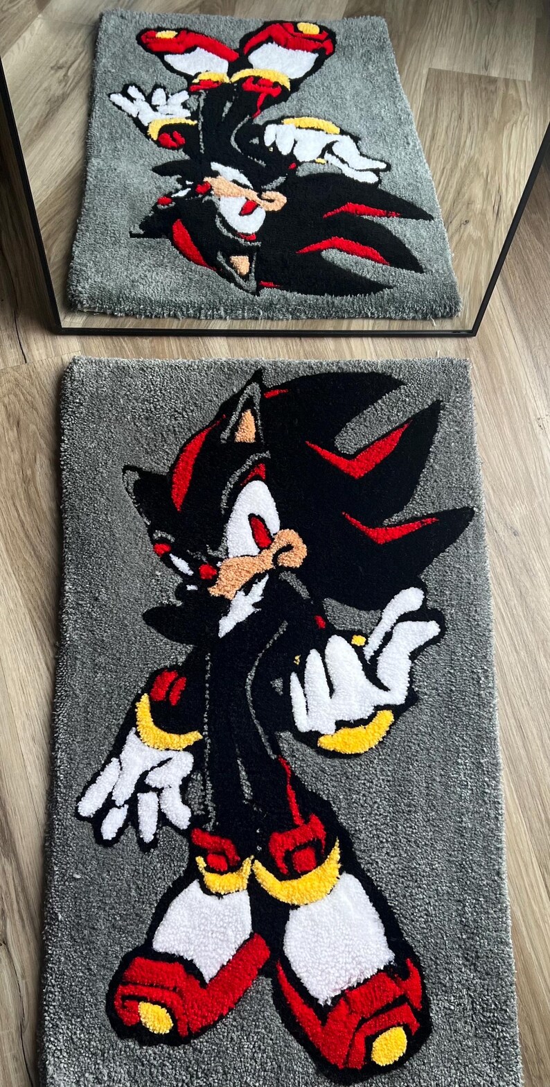 Shadow the Hedgehog Handmade Tufted Rug Best Gift Made to Order 100% ...