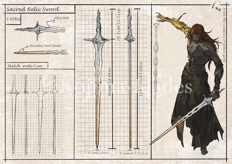 Sacred Relic Sword Replica, Elden Ring, Full Metal Hand Forged Cosplay ...