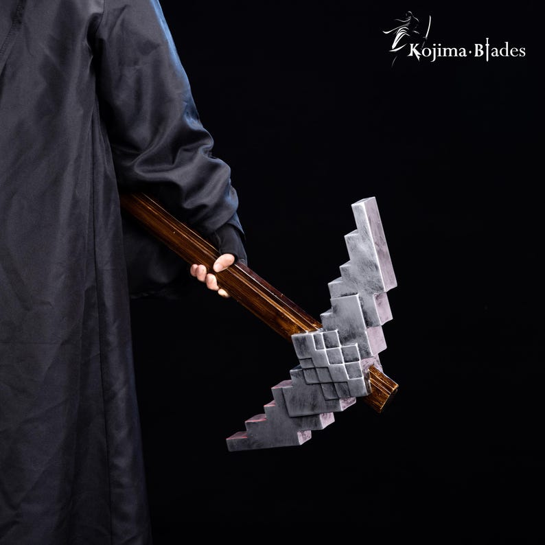 Minecraft Movie Pickaxe Life-size Replica, Wood and PVC, Minecraft ...