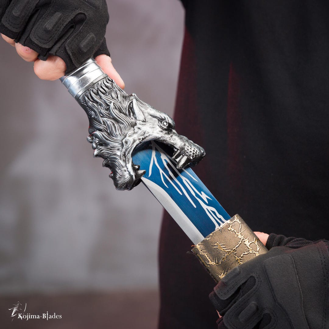 Handcrafted Hadfield Steel Fantasy Sword, Silver Wolf Hilt - Etsy