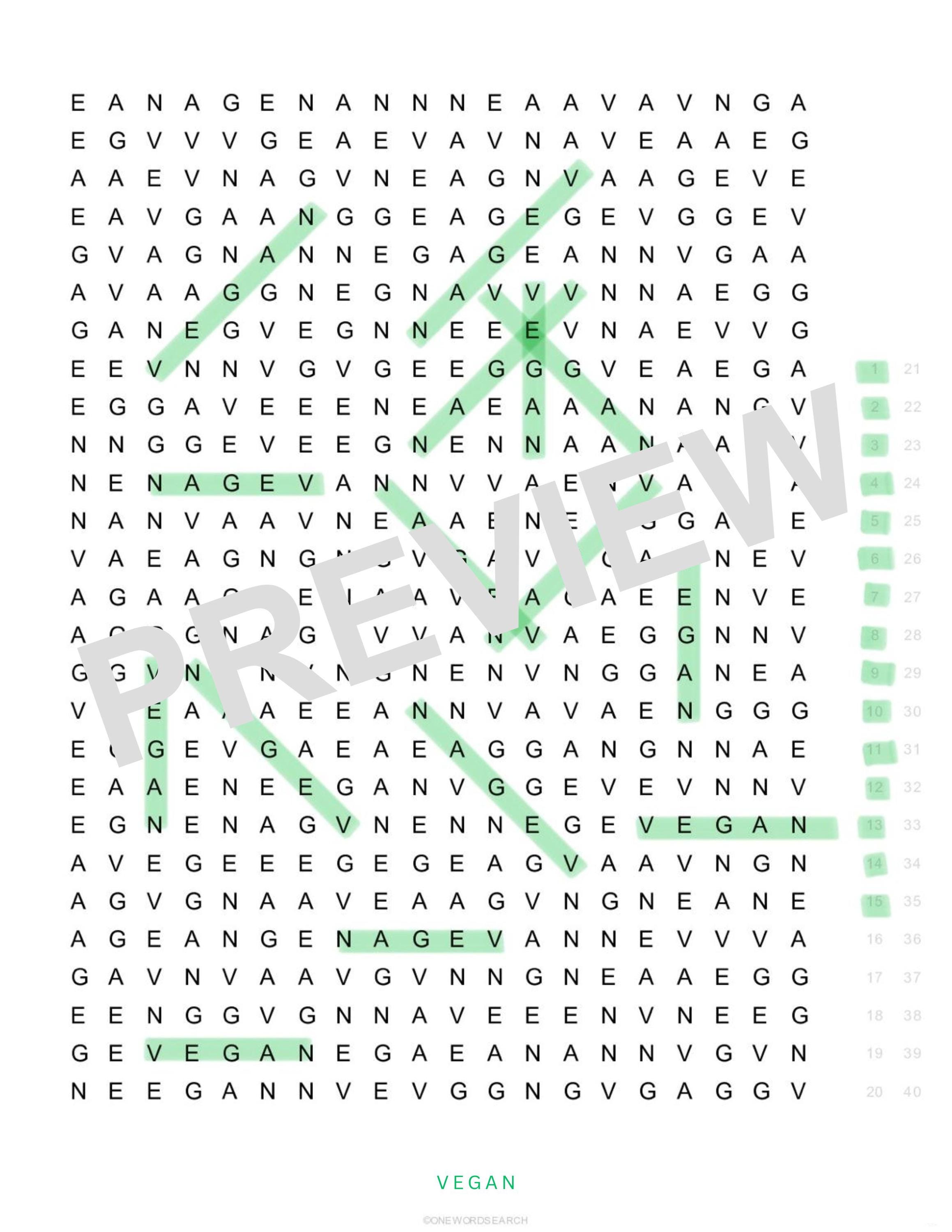 One-word Search Puzzle Book: VEGAN Mix Edition | 50 Puzzles | Digital ...