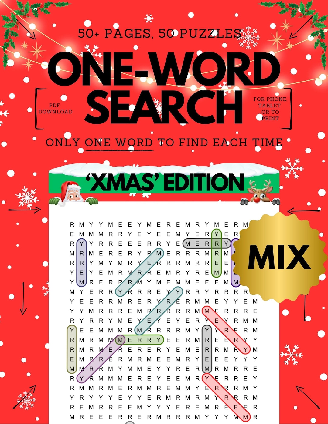 One-word Search Puzzle Book: XMAS *mix* Edition | 50 Puzzles ...