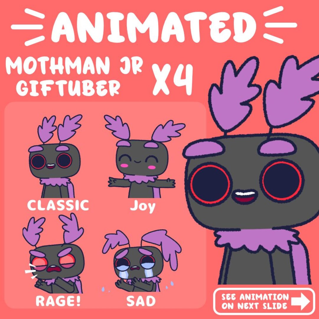 Mothman Jr Animated Giftuber Avatar for Streaming Twitch Youtube - Etsy