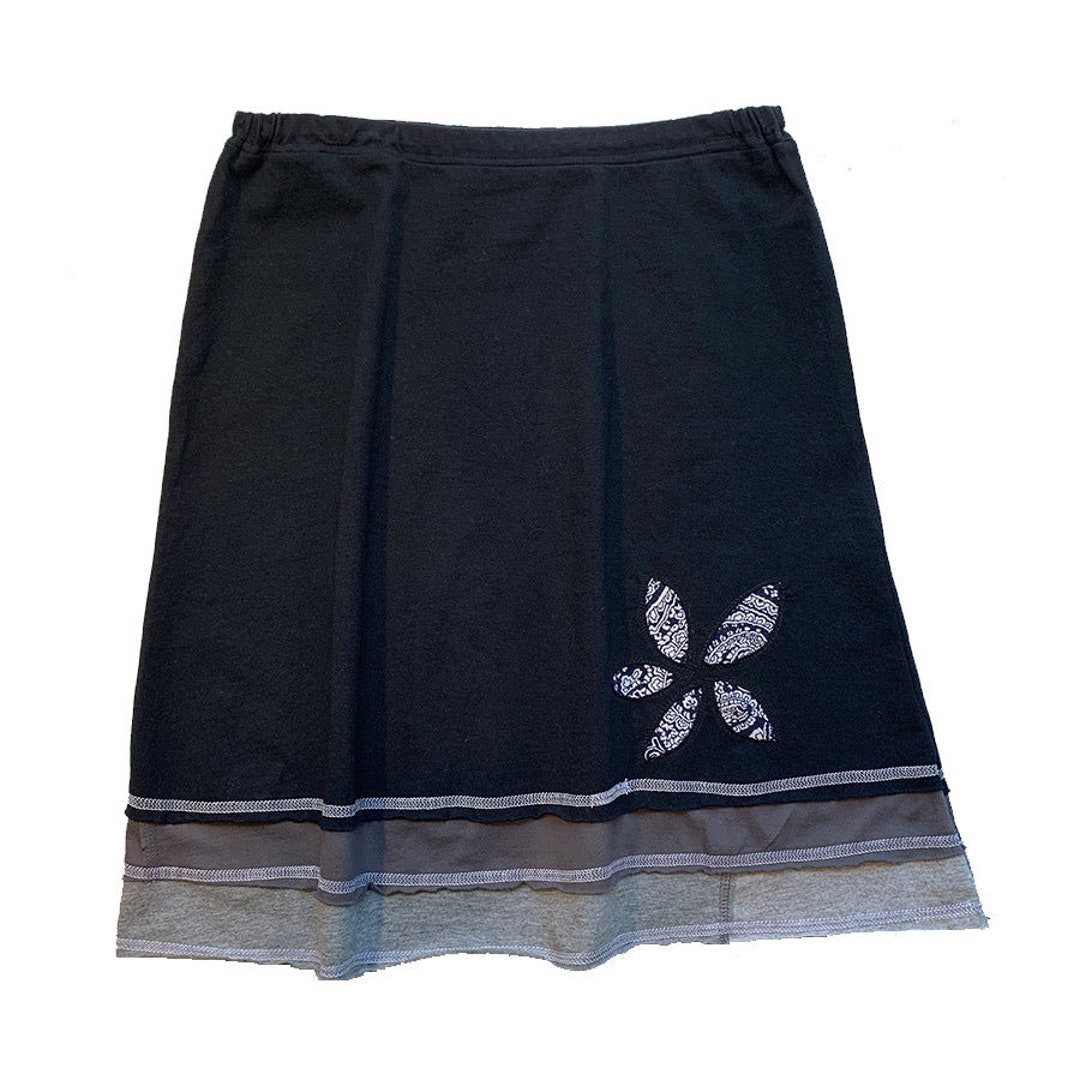 Three Layer Appliqué Skirt-black - Etsy