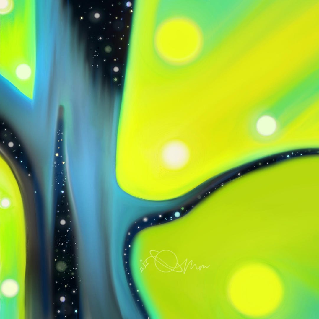 Whimsical Cosmic Digital Art Print | 1:1 Square Ratio PNG | Space Tree ...