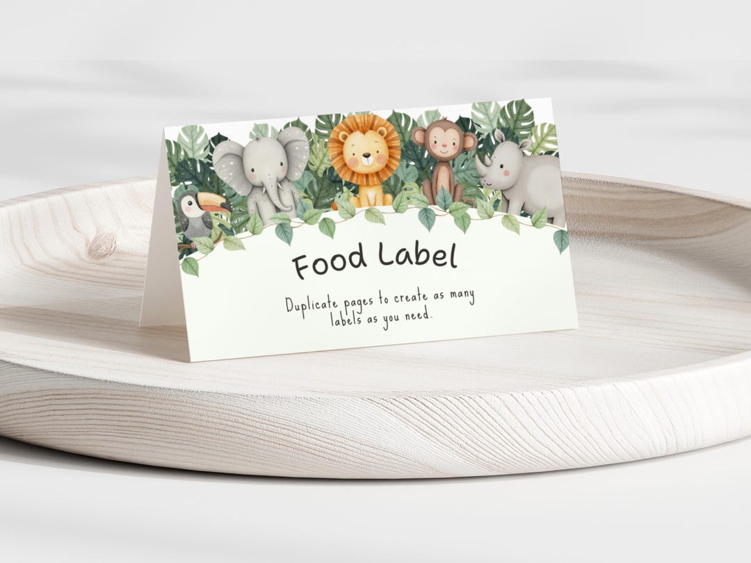 Safari Food Labels: Jungle Theme Party Tent Cards (editable Canva ...