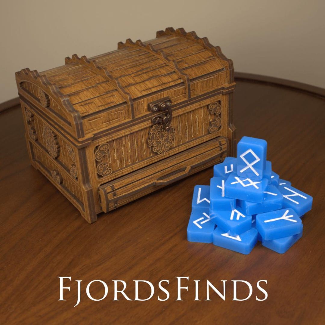 Elder Futhark Pagan Runes With Handmade Treasure Chest Norse Divination ...