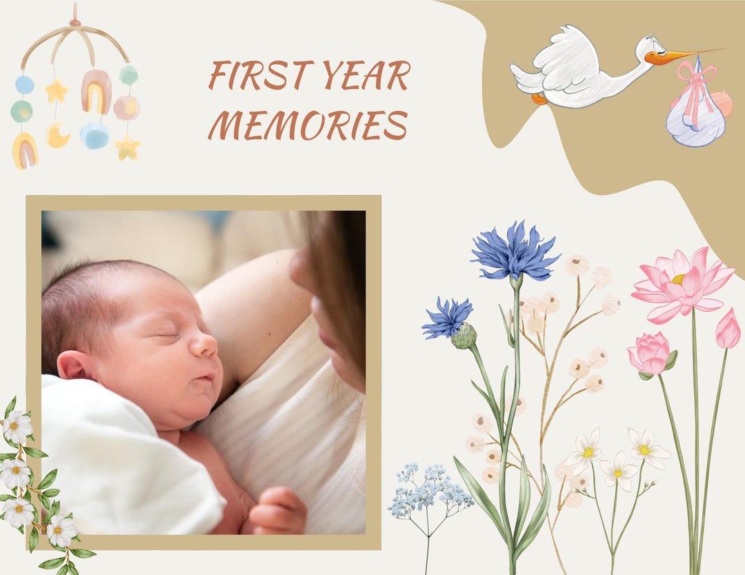 Custom First Year Memory Book, Printable First Year Gift, Baby Photo ...