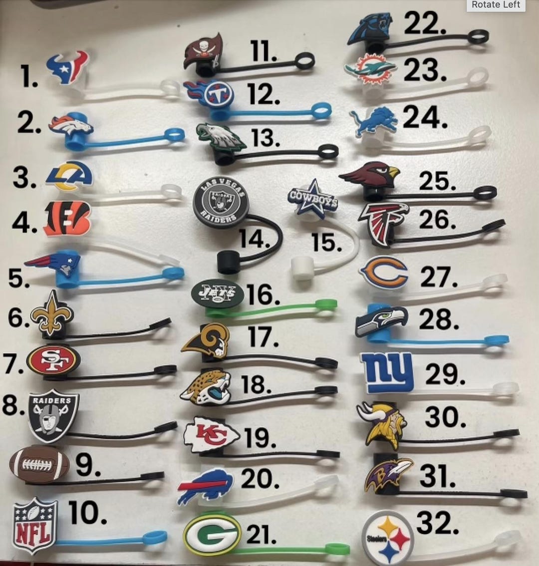 Football Fan Sports Teams Straw Topper PVC Straw Covers Buddies Straw ...