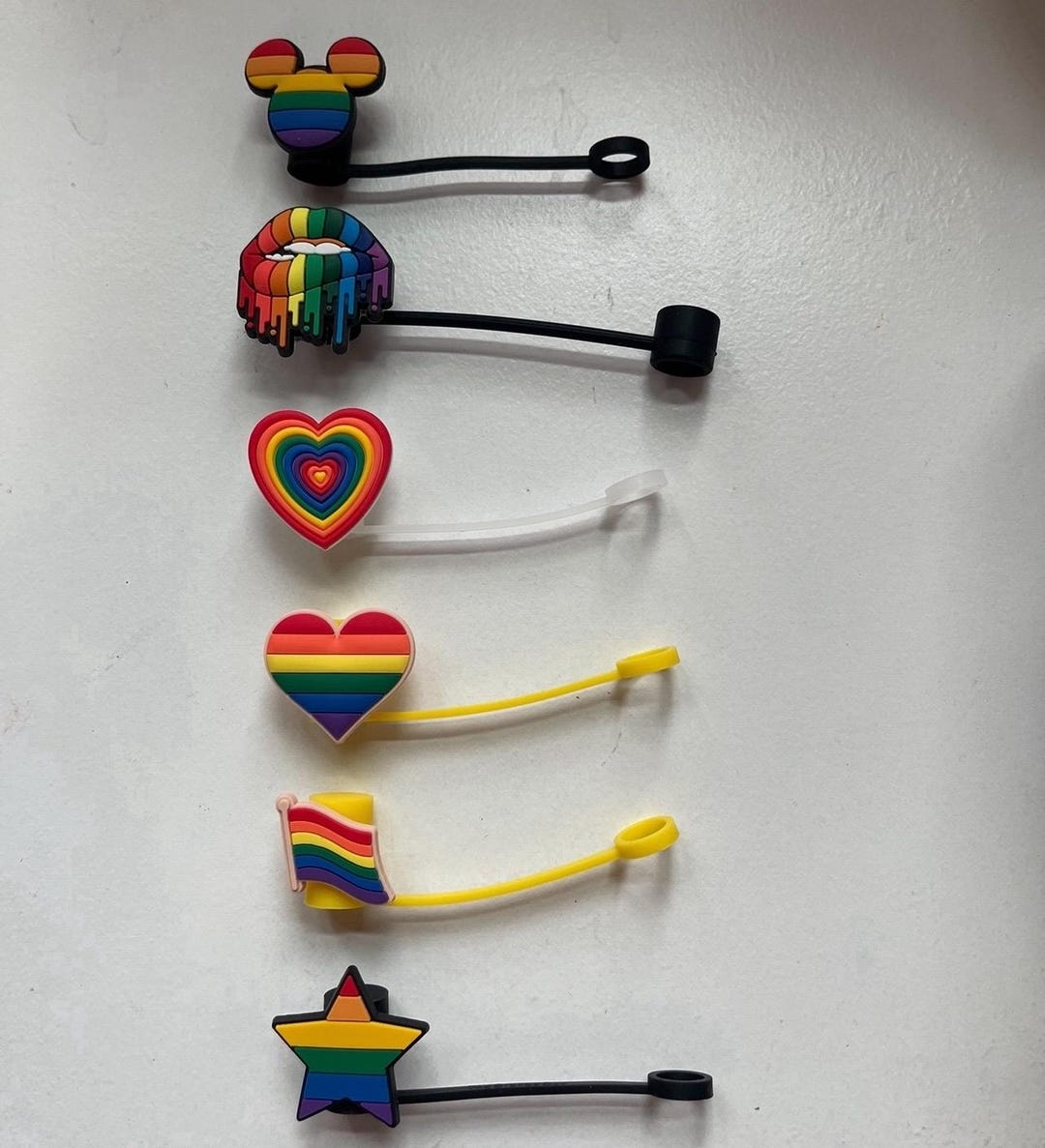 Rainbow Pride Heart Flag PVC Straw Topper Straw Cover Straw Buddy ...