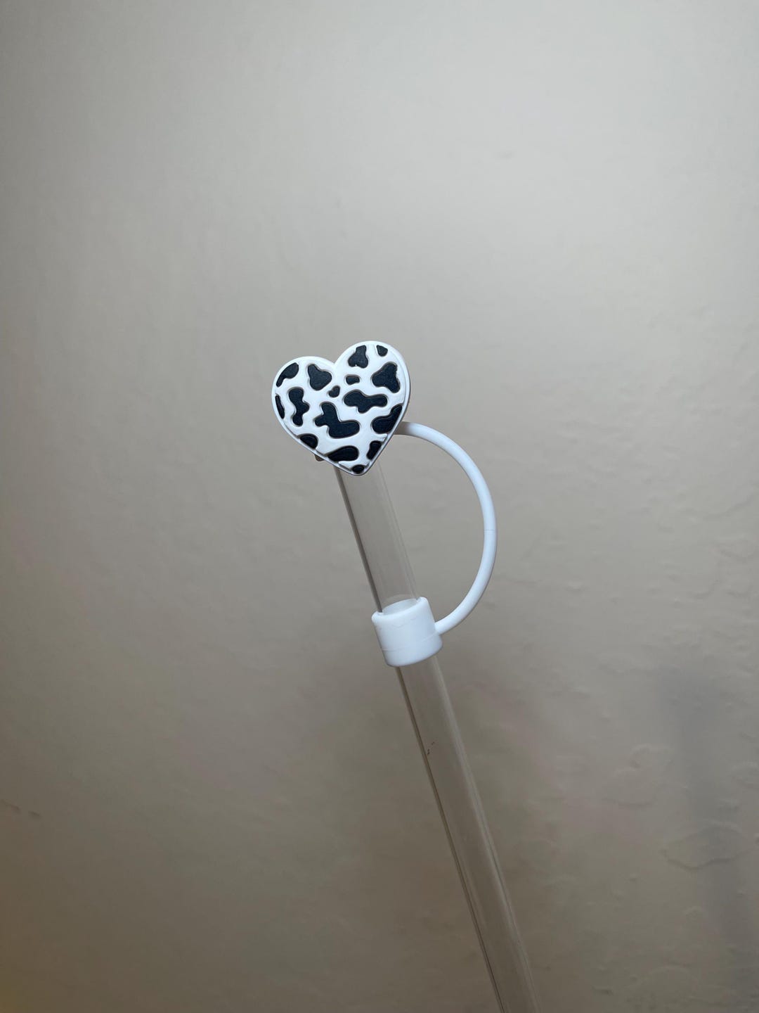 Cow Print Heart PVC Straw Topper Straw Cover Straw Buddy Tumbler ...