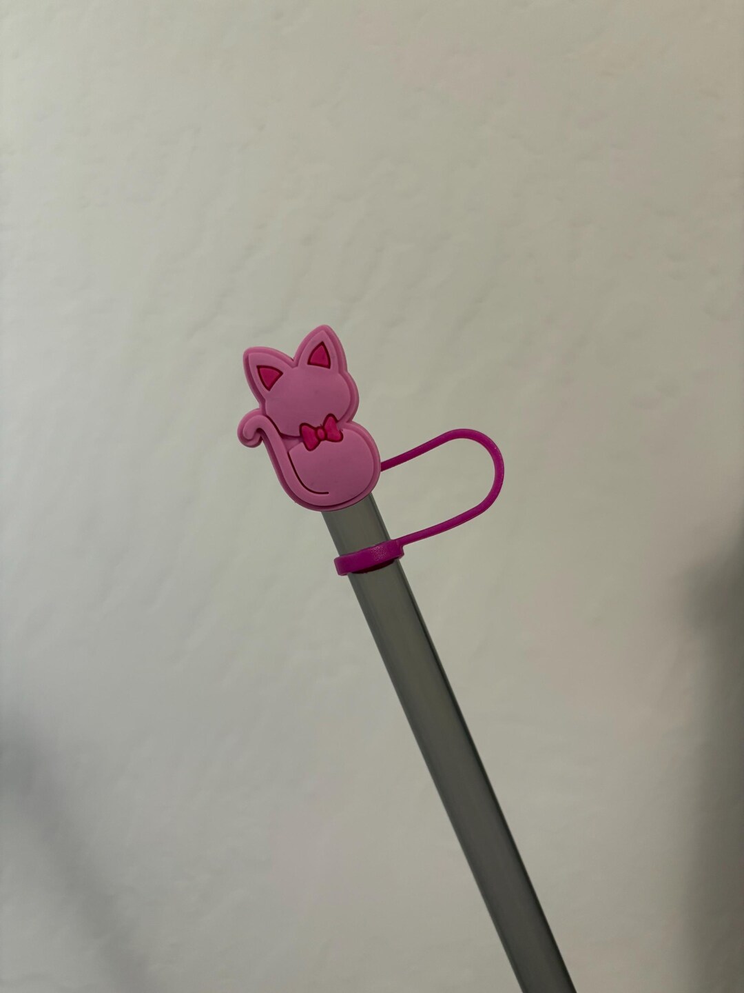 Pink Cat Kitty PVC Straw Topper Straw Cover Straw Buddy Tumbler ...