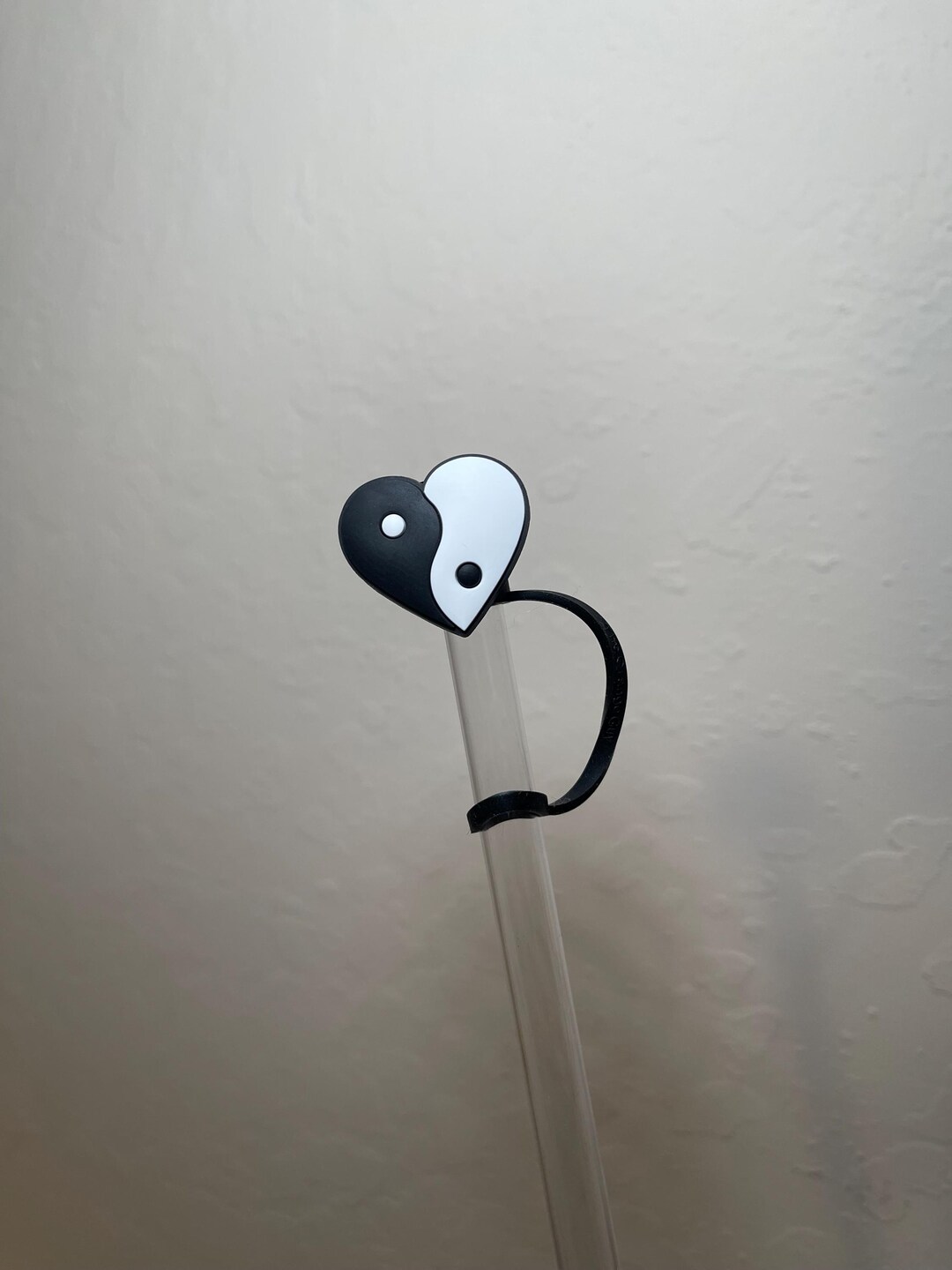 Ying Yang Heart PVC Straw Topper Straw Cover Straw Buddy Tumbler ...