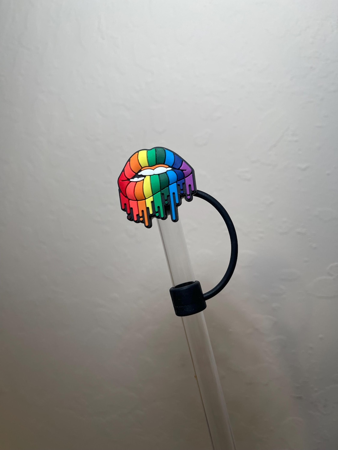 Rainbow Pride Melting Lips PVC Straw Topper Straw Cover Straw Buddy ...