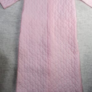 70s Pink Quilted Nylon Housecoat, Lace Trims, 2 Front Pockets, SM, 3/4 ...