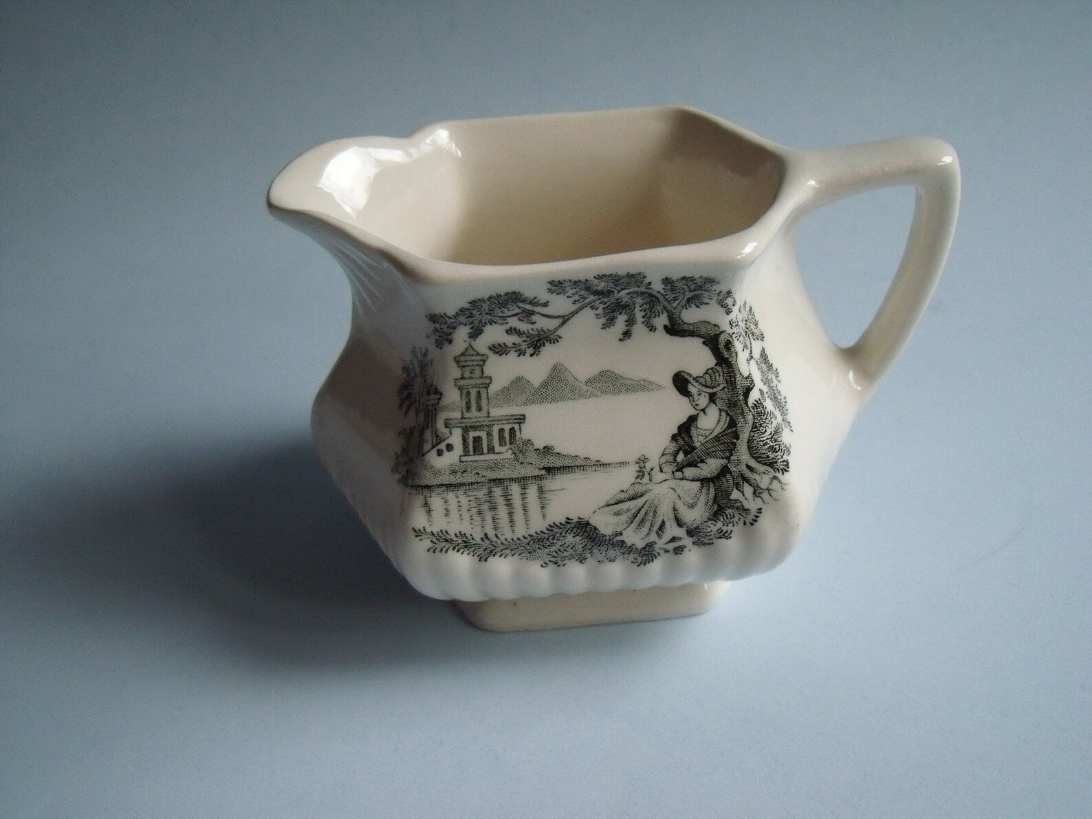 Vtg Adams Ironstone "minuet" Cream Pitcher, White N Black, English ...