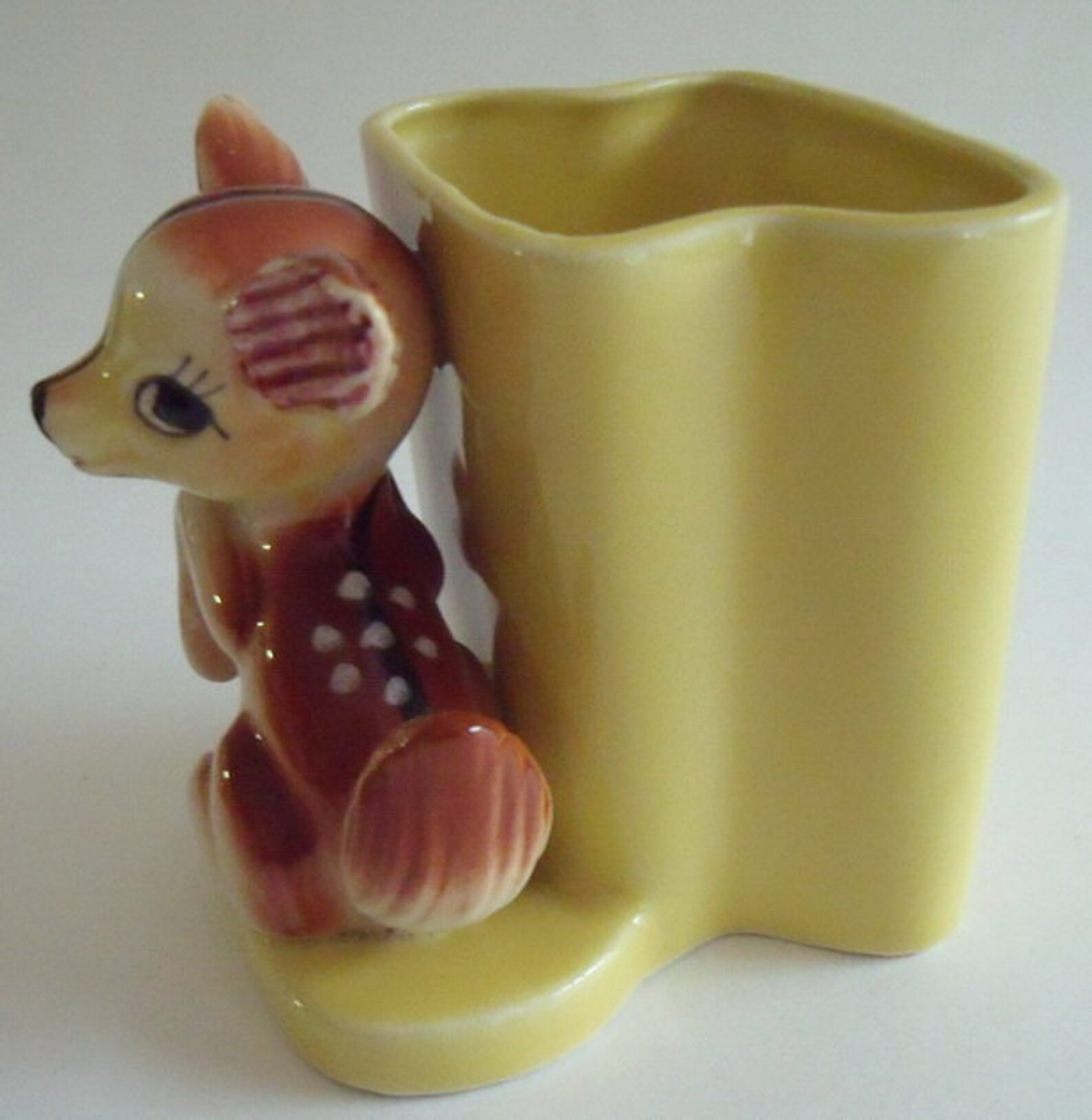 Shafford DEER FAWN PLANTER, Shafford Yellow Handpainted Pottery Fawn ...