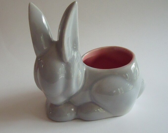 Rare Red Wing Pottery #1339 Pale Grey and Pink Rabbit Planter 5.5 In ...