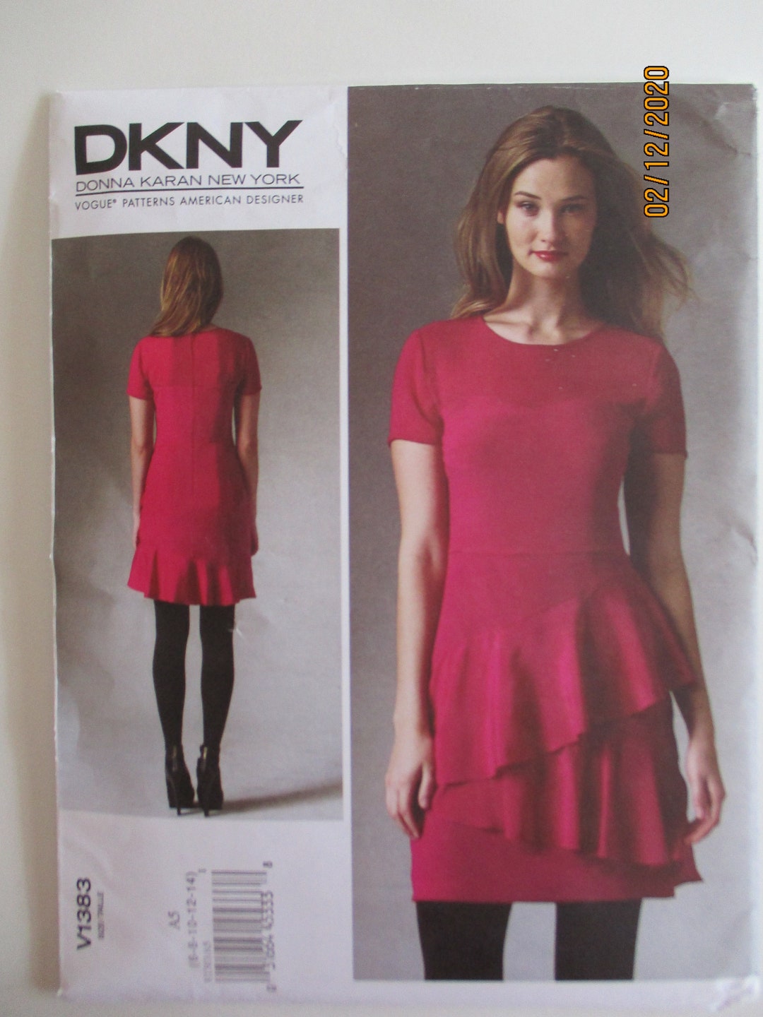 Vogue 1383 DKNY Donna Karan Sewing Pattern Chic Dress With Flounces ...