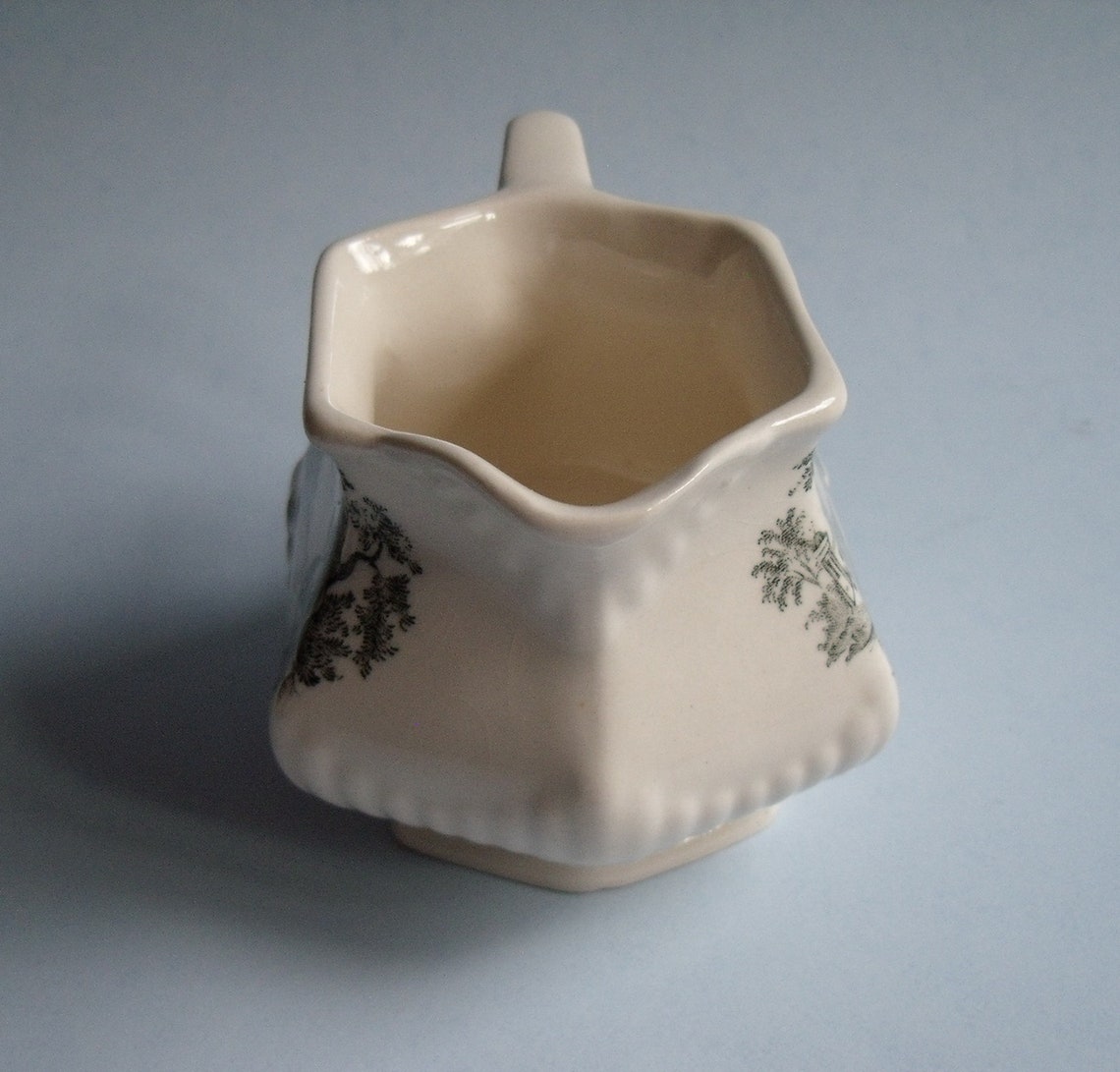 Vtg Adams Ironstone "minuet" Cream Pitcher, White N Black, English ...