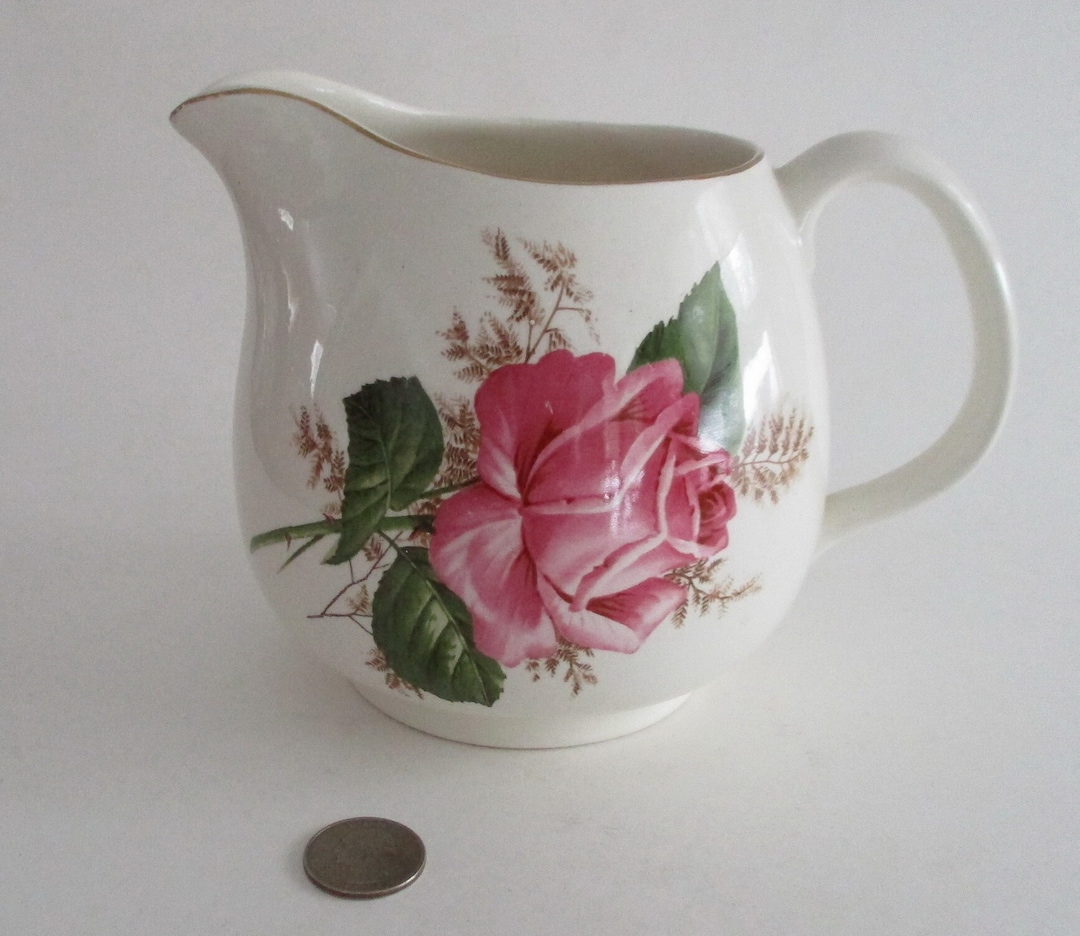 Pink Roses Pitcher, Vintage Pottery Pitcher, Makes Lovely Vase, 5.5 In ...