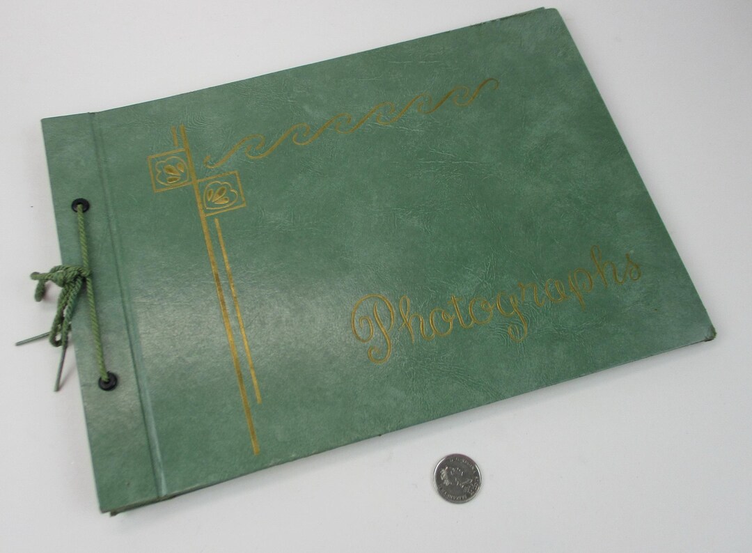 Vtg Green Photo Album, Cover W Gold Lettering, 12.5 In. W X 8.75 In. H ...