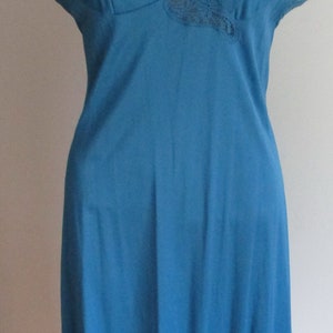 Vintage Blue Full Nylon Slip, Size 36, Adjustable Satin Straps, Lacy ...