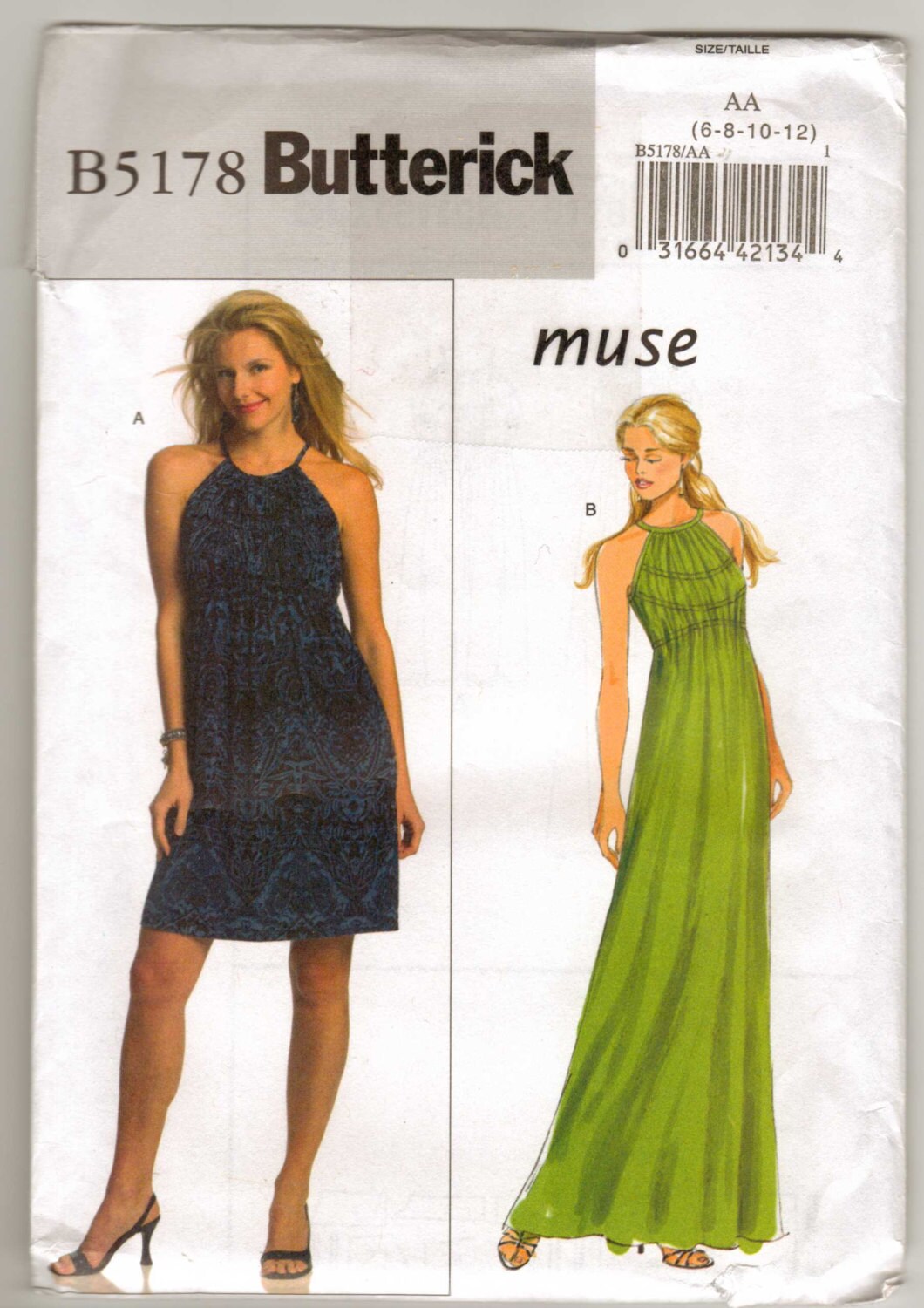 Butterick 5178 Sewing Pattern Empire Waist Dress 2 Lengths - Etsy