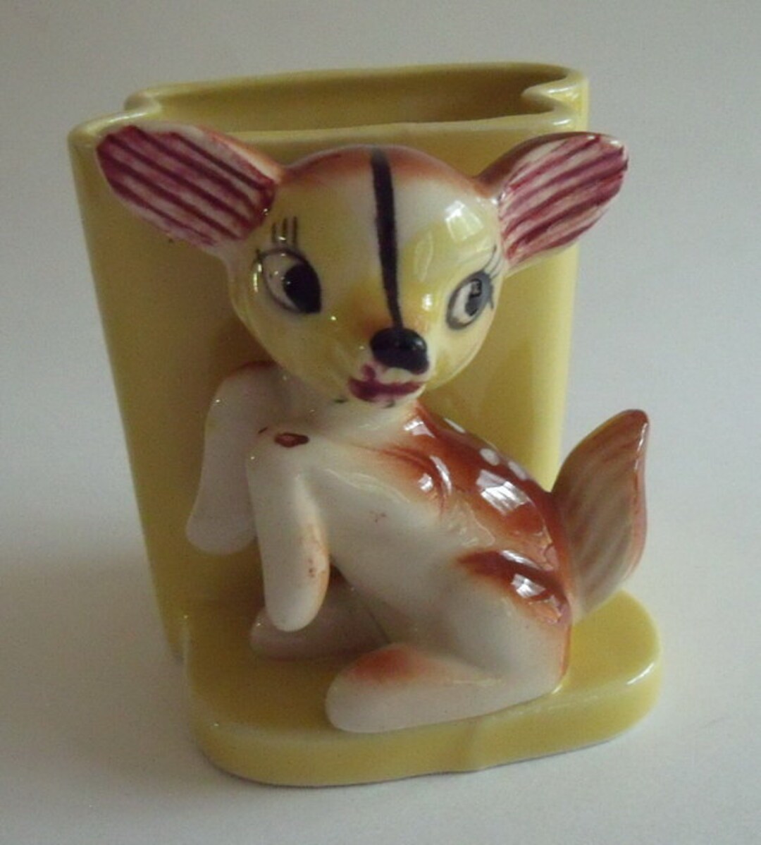 Shafford DEER FAWN PLANTER, Shafford Yellow Handpainted Pottery Fawn ...