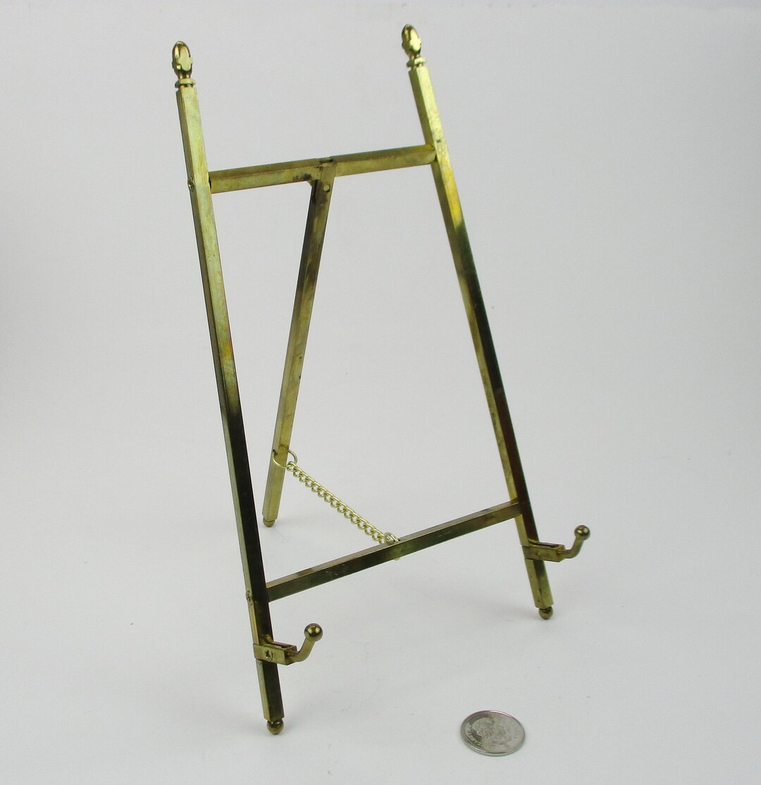 Vtg Solid Brass Easel, Picture Photo Stand, 9.75 In. H X 5.5 In. W ...