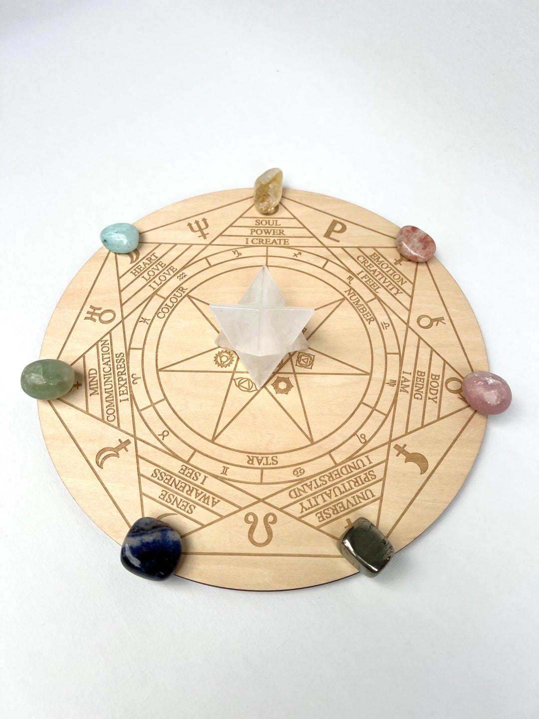 25cm Septagram Grid Board & Crystal Set | Crystal Board, Merkaba Star ...