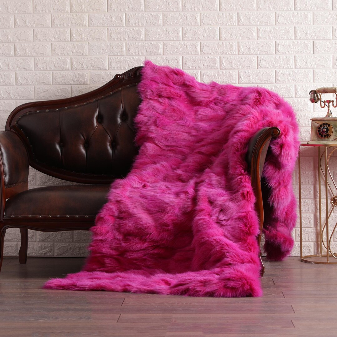 Neon Pink Fox Fur Blanket - Etsy