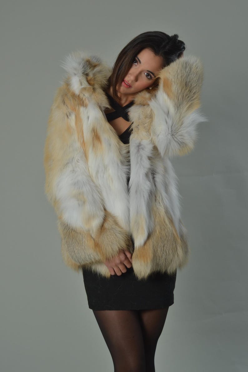 Golden Fox Fur Coat Above Waist Length Verpal - Etsy