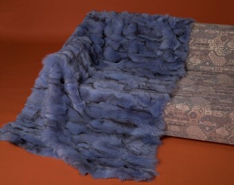 Real Blue Fox Throw, Luxury Living Room, Genuine Fur Blanket,fox Fur ...