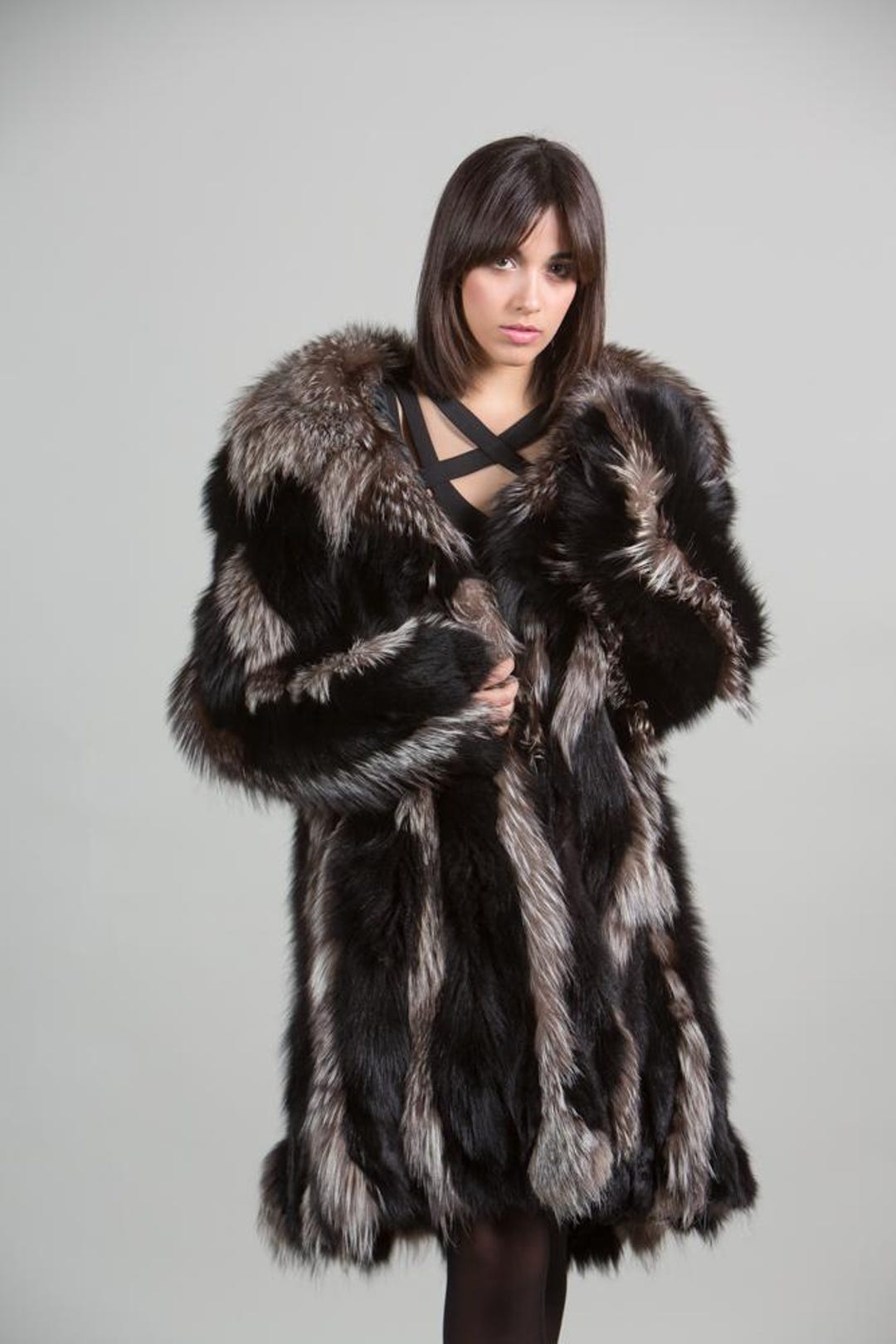 Silver Fox Fur Coat Peri - Etsy