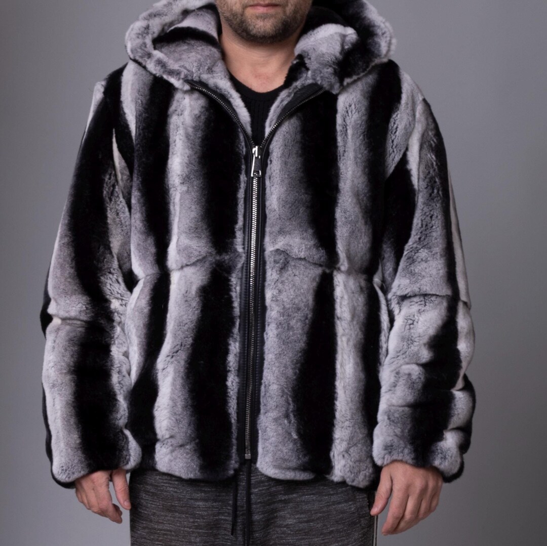 Rex Rabbit Fur Coat Bomber Hooded - Etsy