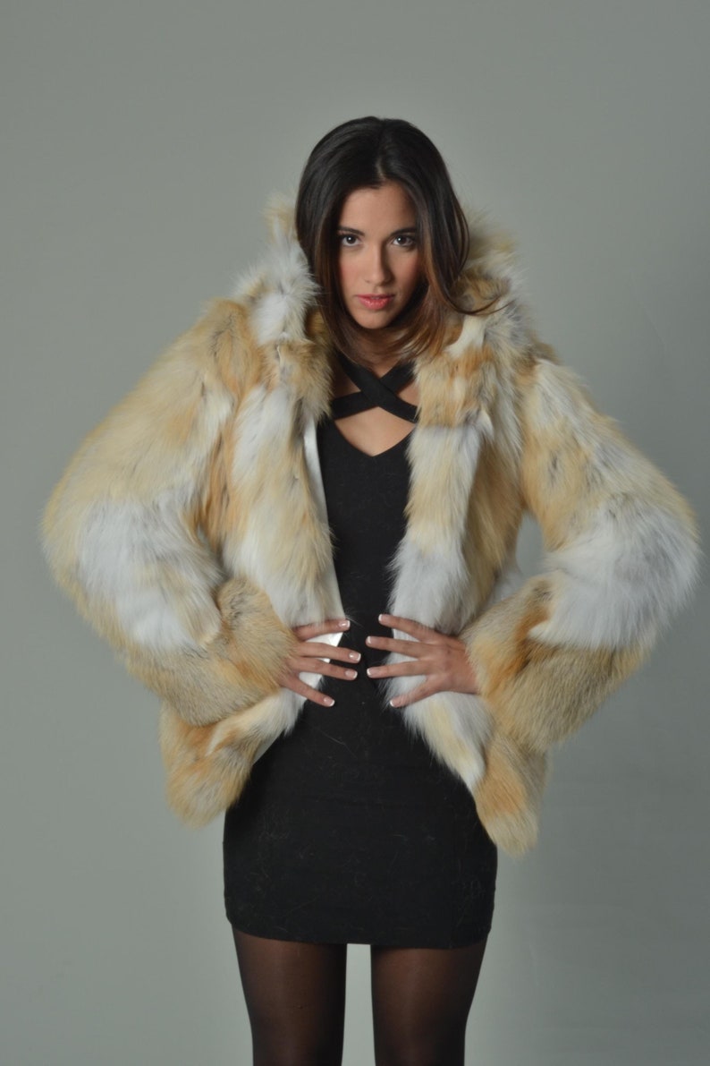 Golden Fox Fur Coat Above Waist Length Verpal - Etsy