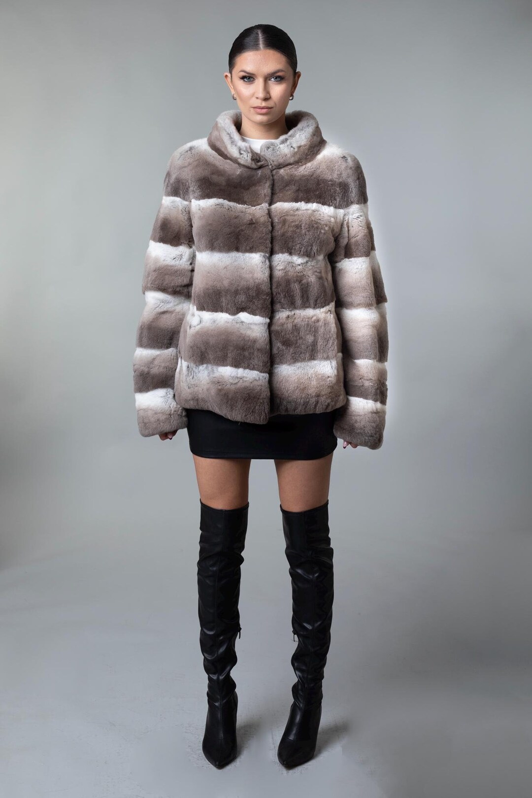 Luxurious Rex Rabbit Fur Coat - Chinchilla Color Dyed Hase - Etsy