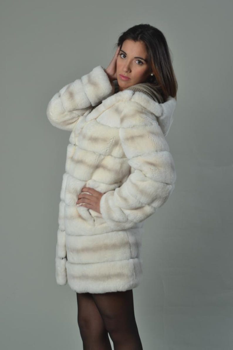 Luxurious Rex Rabbit Fur Coat Hooded Wasod - Etsy