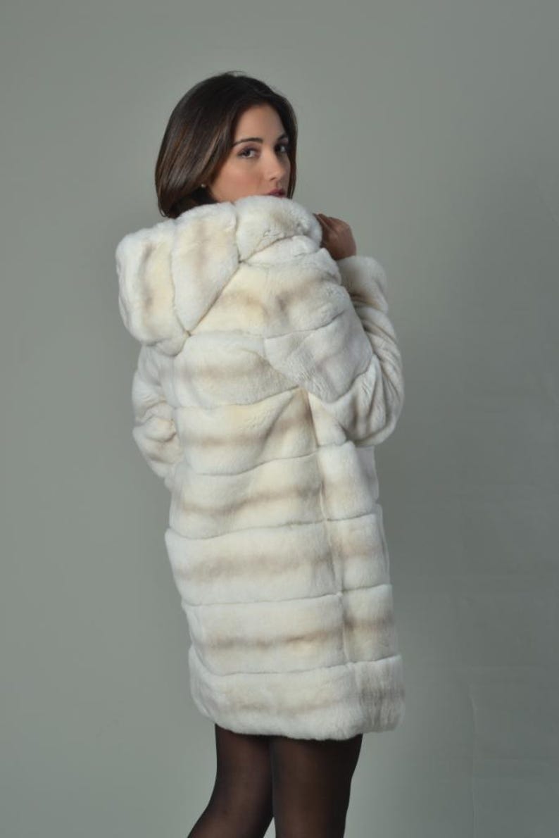 Luxurious Rex Rabbit Fur Coat Hooded Wasod - Etsy