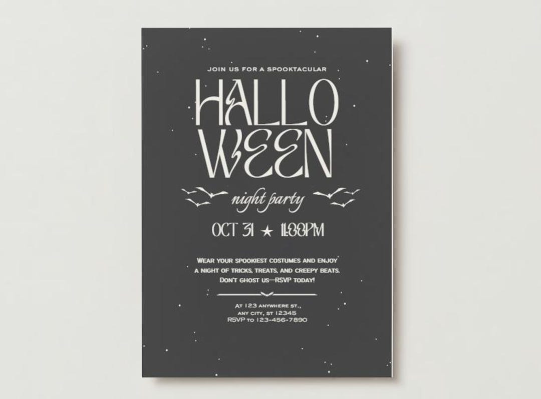 Halloween Night Party Invitation Card - Etsy