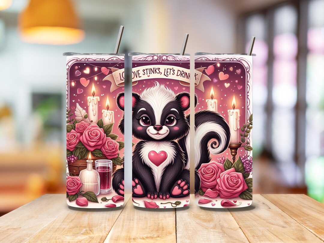 Funny Skunk Tumbler Wrap, Love Stinks Let's Drink Sublimation PNG for ...